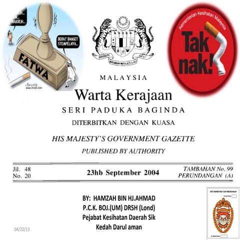 Peraturan peraturan kawalan hasil tembakau | PPT