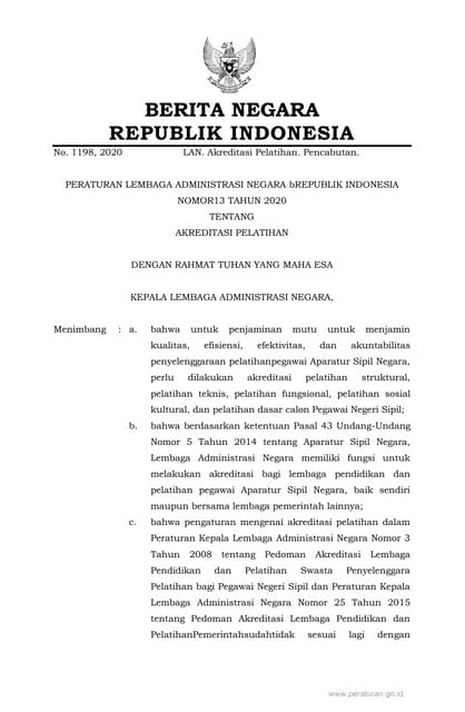 16. salinan peraturan lan no. 15 tahun 2020 tentang pengembangan kompetensi pegawai pemerintah ...