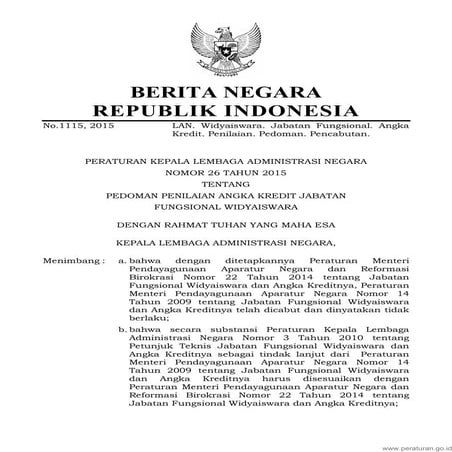 Peraturan lembaga lpnk lan nomor 26 tahun 2015 (lan nomor 26 tahun 2015 ...