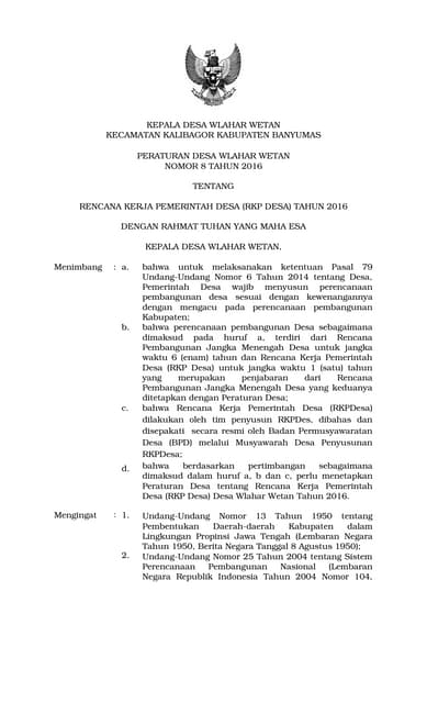 Contoh sk bpd | PDF