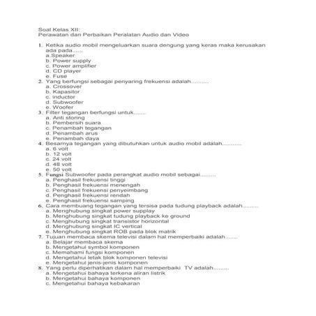 Perawatan dan Perbaikan Peralatan Audio dan Video Kelas XII.docx