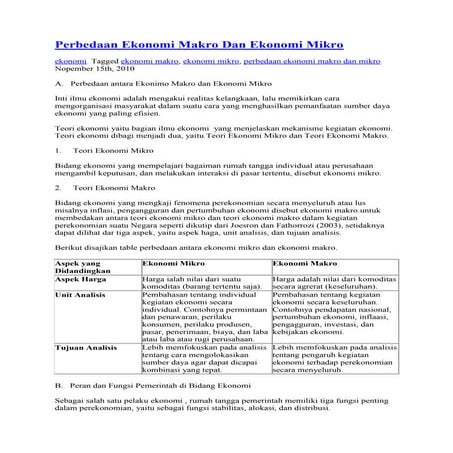 Perbedaan ekonomi makro dan ekonomi mikro3 | PDF