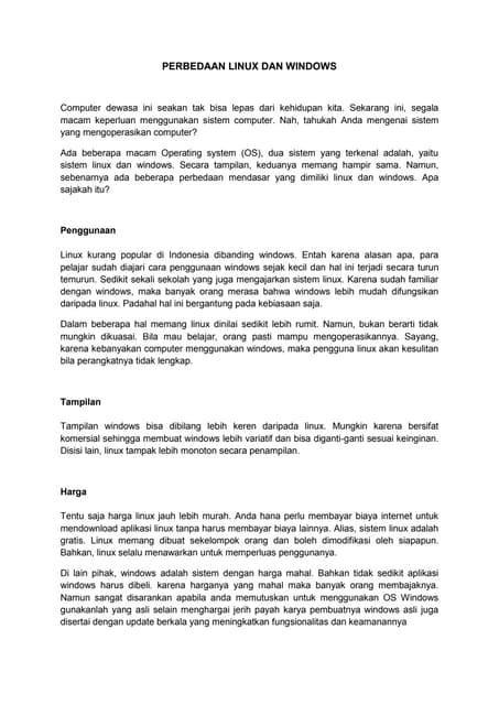 Perbedaan windows dan linux | PPT