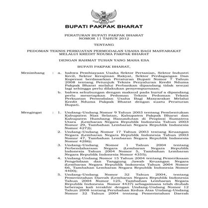 Per bup no.11-ttg-pedoman-teknis-perkuatan-permodalan-usaha-melalui-knpb | PDF