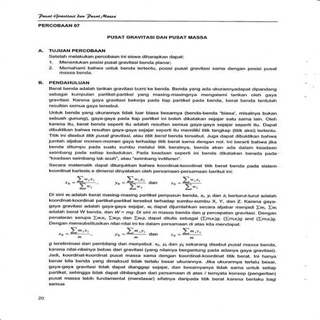Perc. 7 pusat gravitasi dan pusat massa | PDF