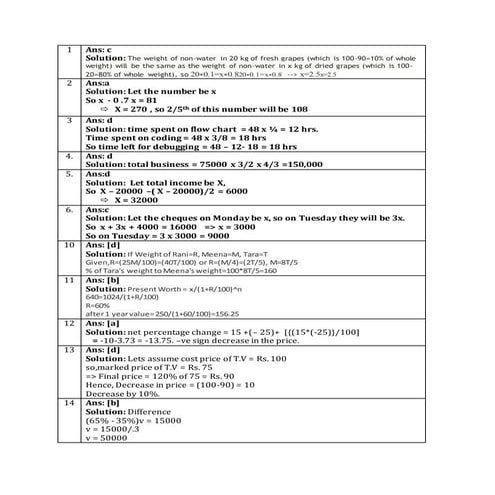Percentage solutions PEA 305 Analytical Skills with solutions | DOCX