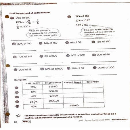 Percent Of A Number Pdf