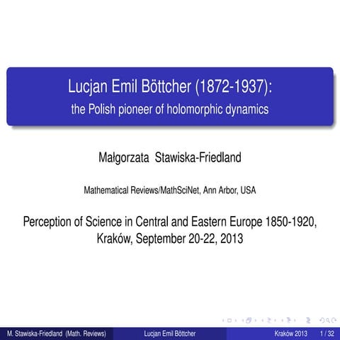 Lucjan Emil Boettcher- The Polish pioneer of holomorphic dynamics | PDF