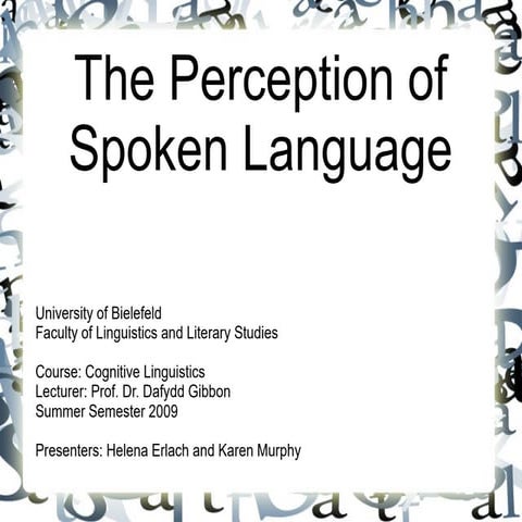 The Perception of Spoken Language | PDF