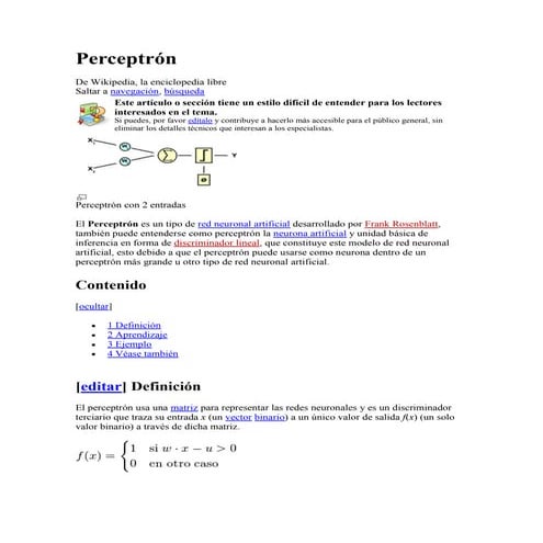 El Perceptron simple | PPT