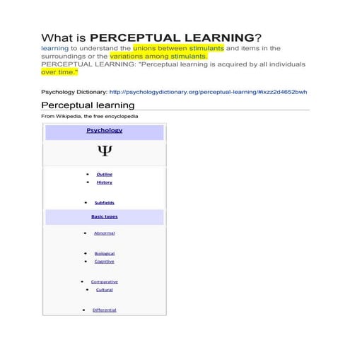 Perceptual learning | DOCX