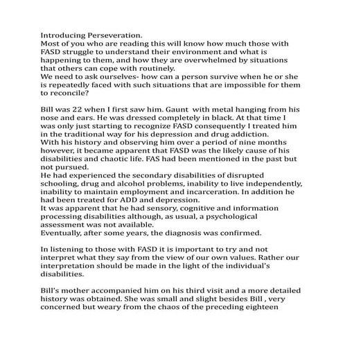 Perseveration - A personal journey | PDF