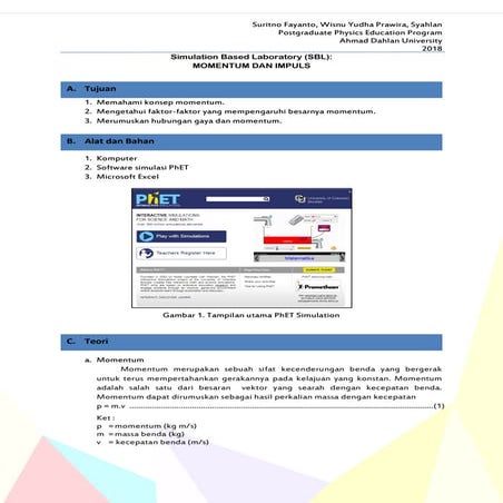 Percobaan tumbukan simulation based laboratory | PDF