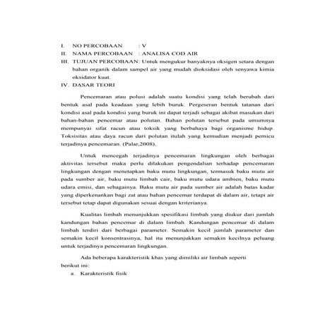 Percobaan v analisa COD air | DOCX