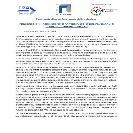 Percorso Piano Aria e Clima - Comune di Milano | PDF