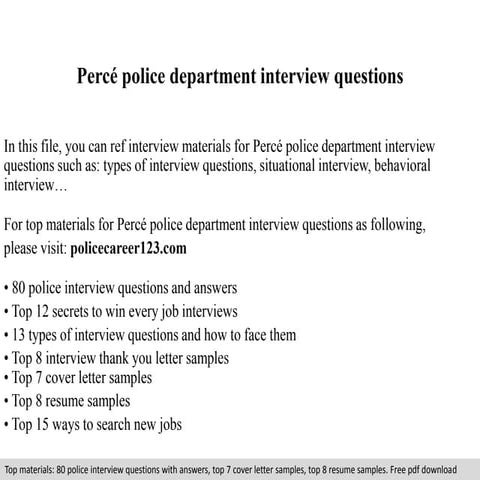 Percé police department interview questions | PPTX