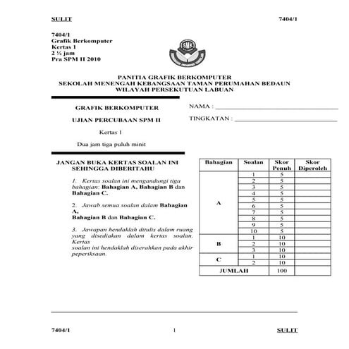 Percubaan SPM Ting 5 2010 | PDF