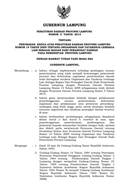 Perda Provinsi Lampung Nomor 3 Tahun 2014