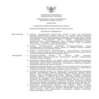 Perdes lembaga kemasyarakatan desa | PDF