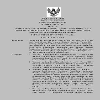 Perdes No. 1 Tahun 2023 | PDF