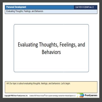 PERSONAL DEVELOPMENT LESSON ABOUT THOUGHTS, FEELINGS AND EMOTION | PPTX