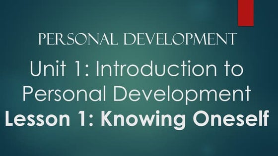 Personal Development Grade 12- Quiz Number 1 | PPTX