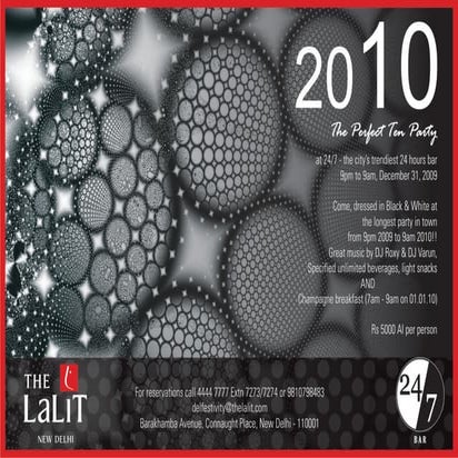 The LaliT Hotel New Delhi -New Year 2010 | PDF