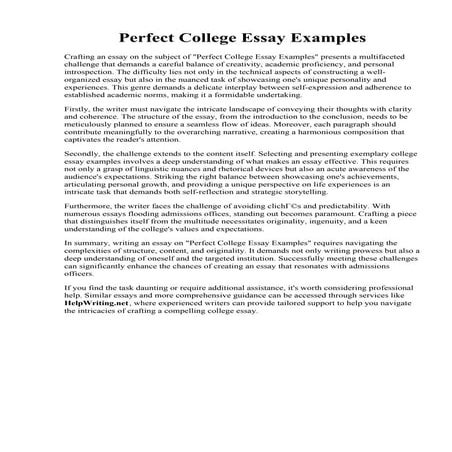Perfect College Essay Examples. College admission essay samples free ...