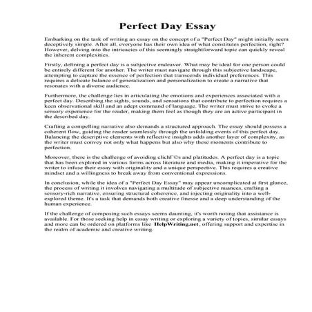 Perfect Day Essay | PDF