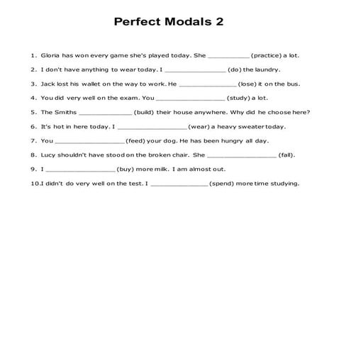 Perfect modals 2 exercise | PDF