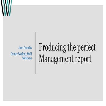 Perfect Management Report in Occupational Health | PPTX