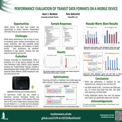 TRB 2014 - Performance Evaluation of Transit Data Formats on a Mobile Device | PPTX