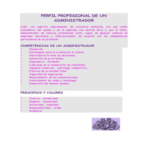 Perfil profesional de un administrador | DOCX
