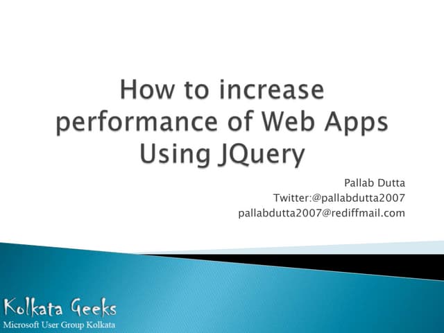 How To Increase Performance Of Web Application Using Jquery Pptx