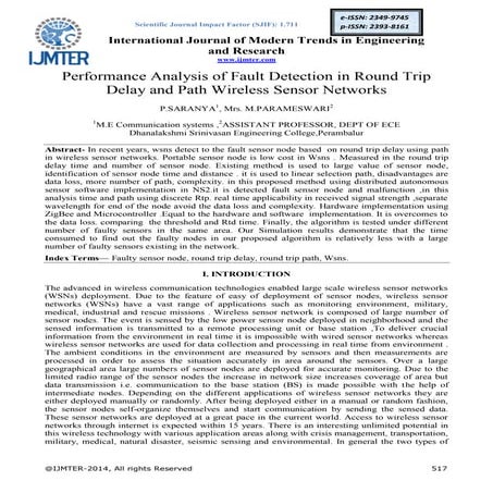 Performance Analysis Of Fault Detection In Round Trip Delay And Path