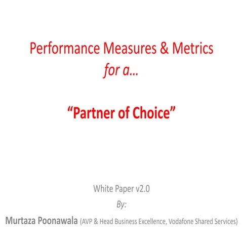 Performance Measures & Metrics for a... "Partners of Choice" | PDF