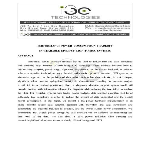 Performance Power Consumption Tradeoff In Wearable Epilepsy Monitoring Systems Pdf