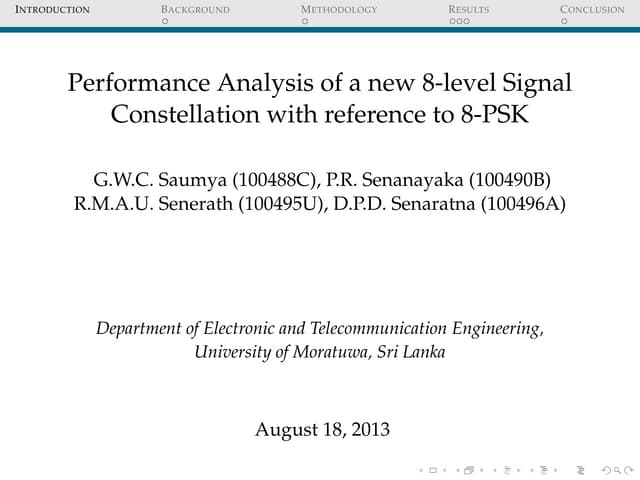 Performance Analysis Of A New 8 Level Signal Constellation With