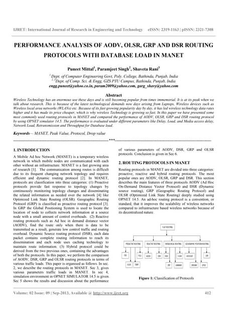 Performance Analysis Of Aodv Olsr Grp And Dsr Routing Pdf