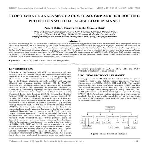 Performance Analysis Of Aodv Olsr Grp And Dsr Routing Protocols With Database Load In Manet Pdf
