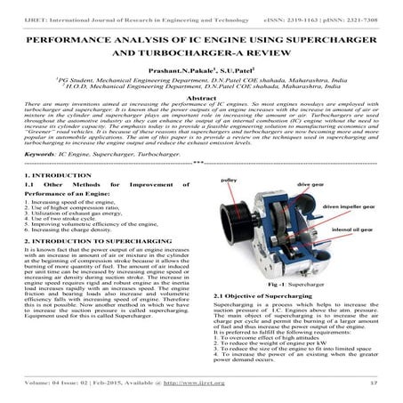 Performance analysis of ic engine using supercharger and turbocharger a ...