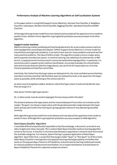 Performance Analysis Of Machine Learning Algorithms On Self Localization System1 Pdf