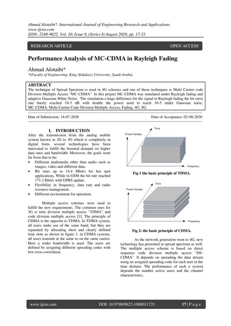 Performance Analysis Of Mc Cdma In Rayle Pdf