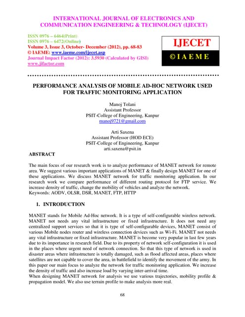Performance Analysis Of Mobile Ad Hoc Network Pdf
