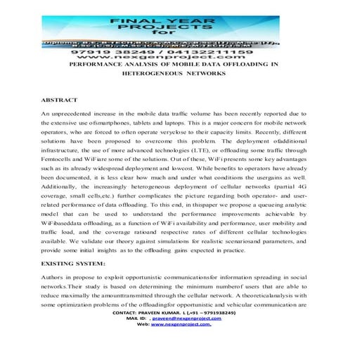 Performance Analysis Of Mobile Data Offloading In Heterogeneous Networks Pdf