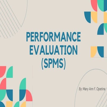 SPMS LECTURE :PERFORMANCE AND EVALUATION | PPTX