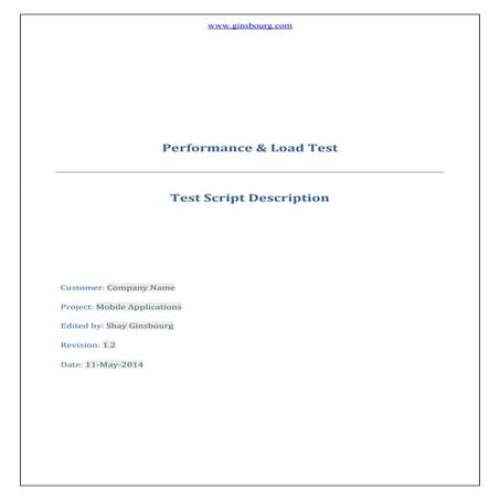 Ginsbourg.Com - Performance and load test script template 1.2 | PDF