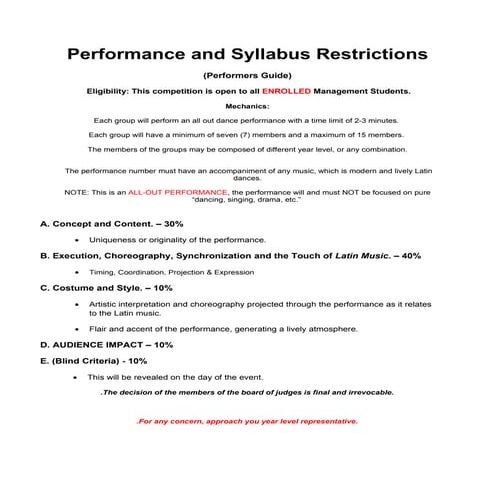 Performance and syllabus restrictions | PDF