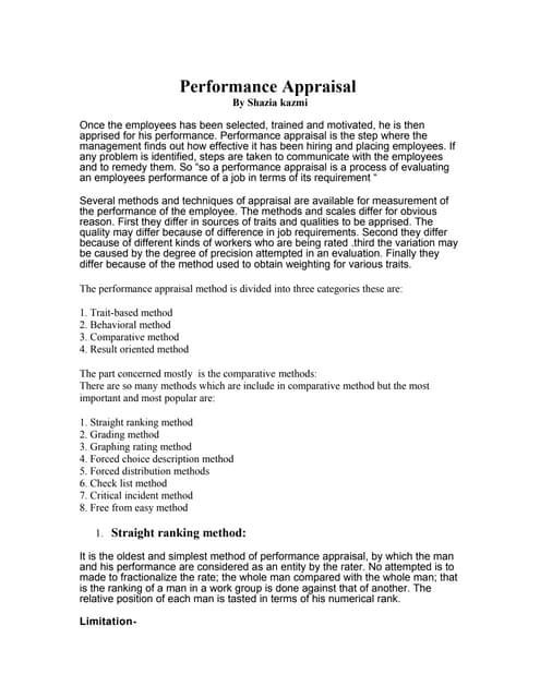 Methods of performance appraisal | PPTX