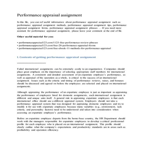 Performance appraisal assignment | DOCX
